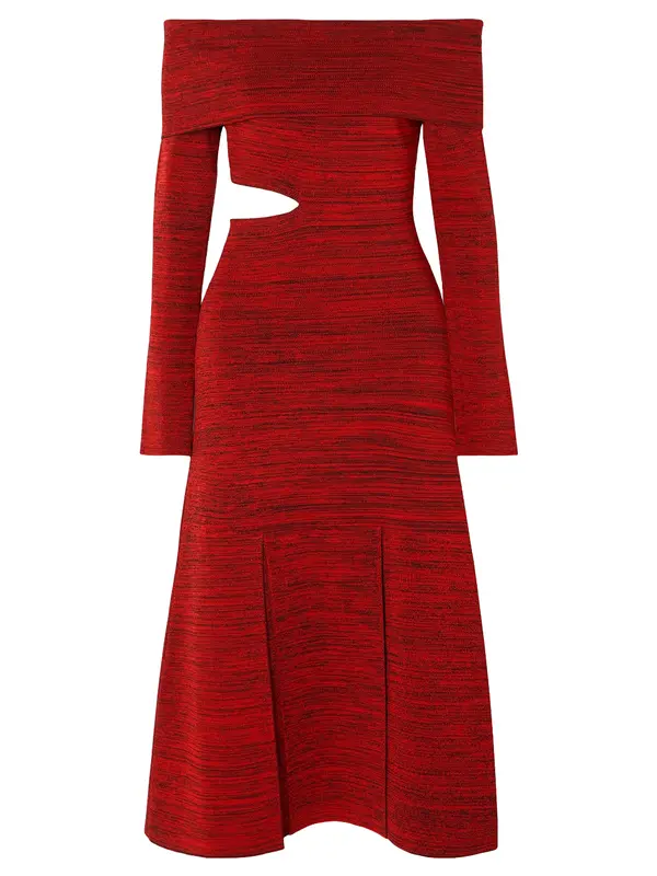 Proenza Schouler Off-the-shoulder Cutout Midi Dress - Crimson