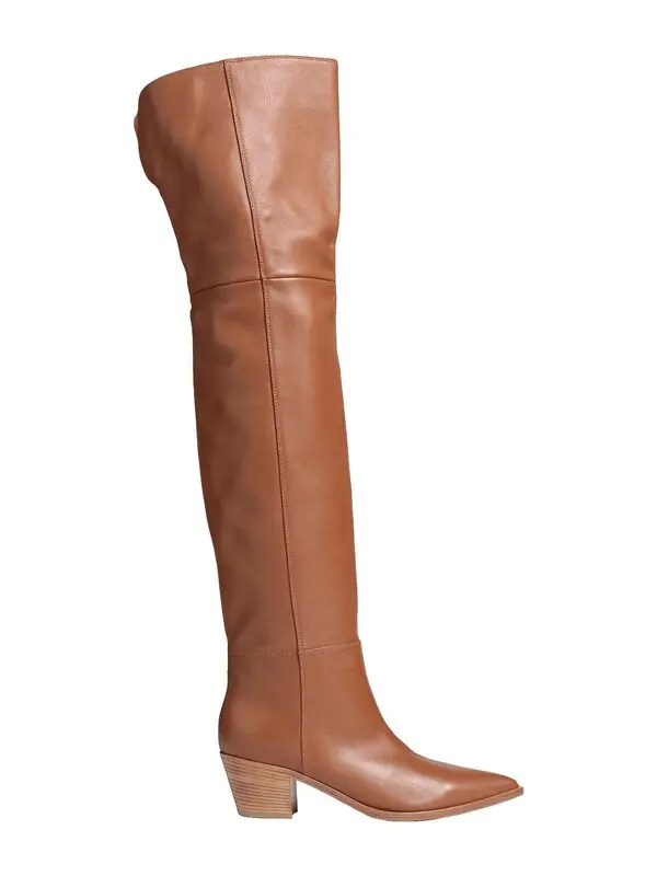 GIANVITO ROSSI Leather Thigh High Boots - Light Brown