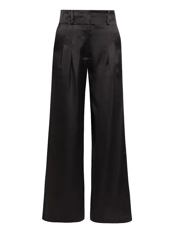 SIMONMILLER Bloo Pleated Satin Wide-leg Pants - Black