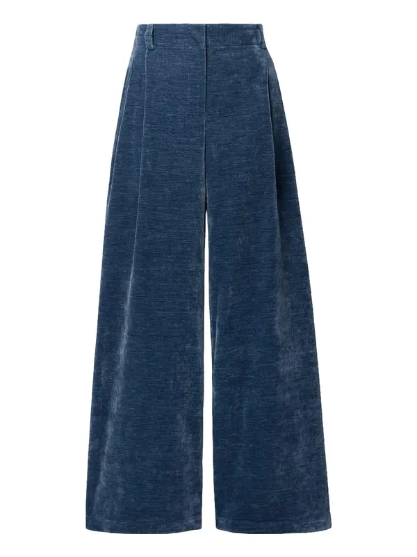 Proenza Schouler Pleated Chenille Wide-leg Trousers - Blue