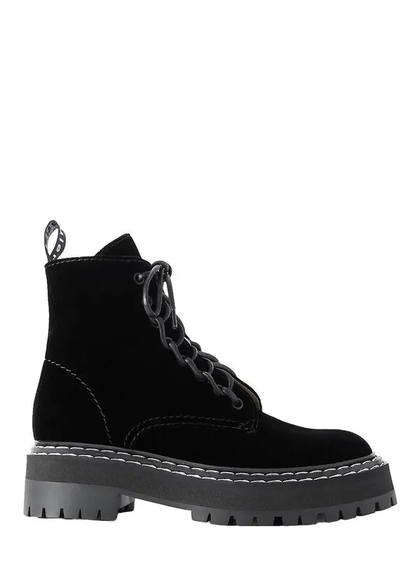 Proenza Schouler Velvet Topstitched Ankle Boots - Black