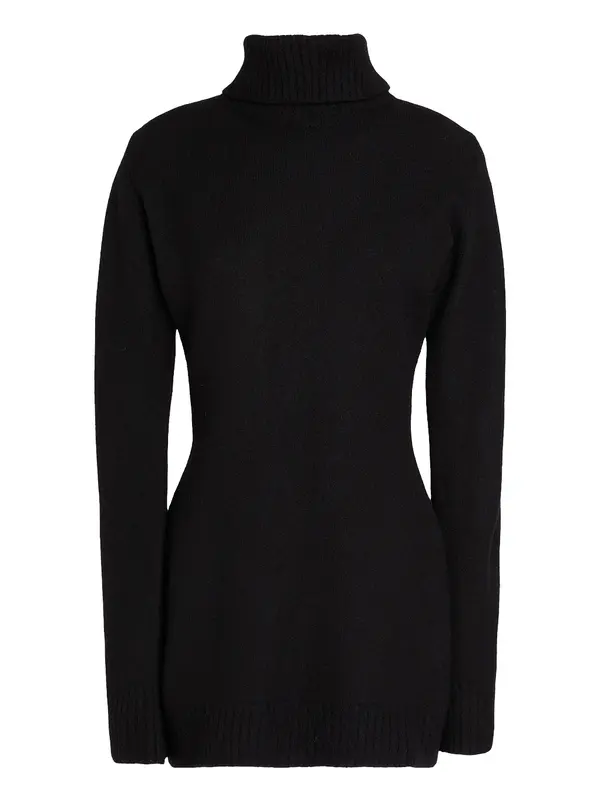 JIL SANDER Cutout Wool Turtleneck Sweater - Black