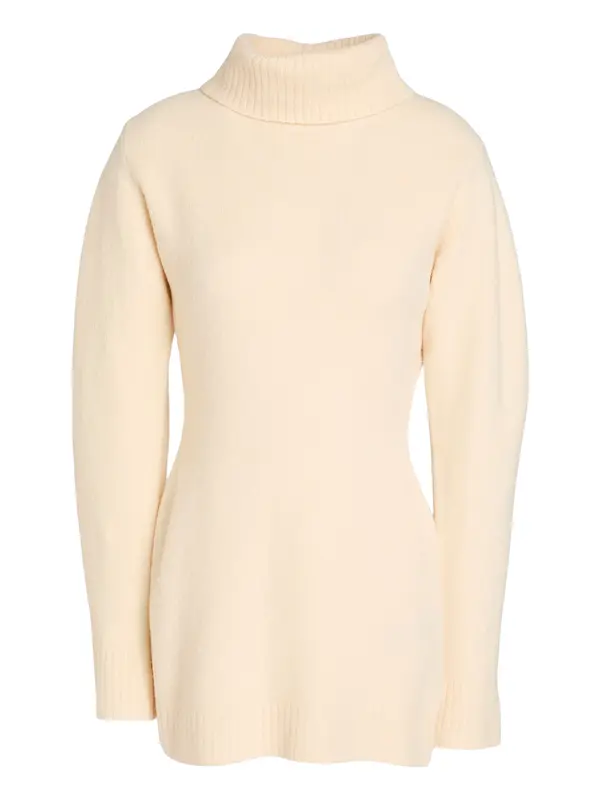 JIL SANDER Cutout Wool Turtleneck Sweater - Cream