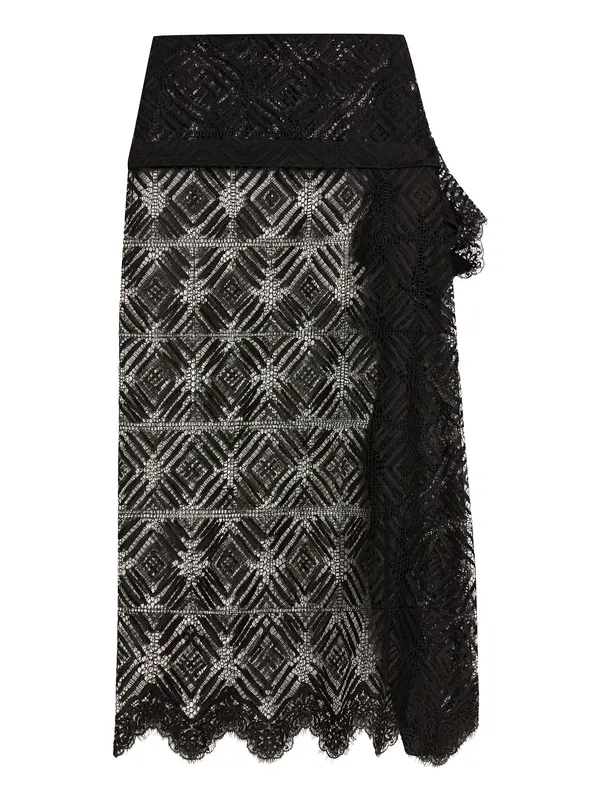 Michelle Mason Draped Cotton And Silk-blend Midi Skirt - Black