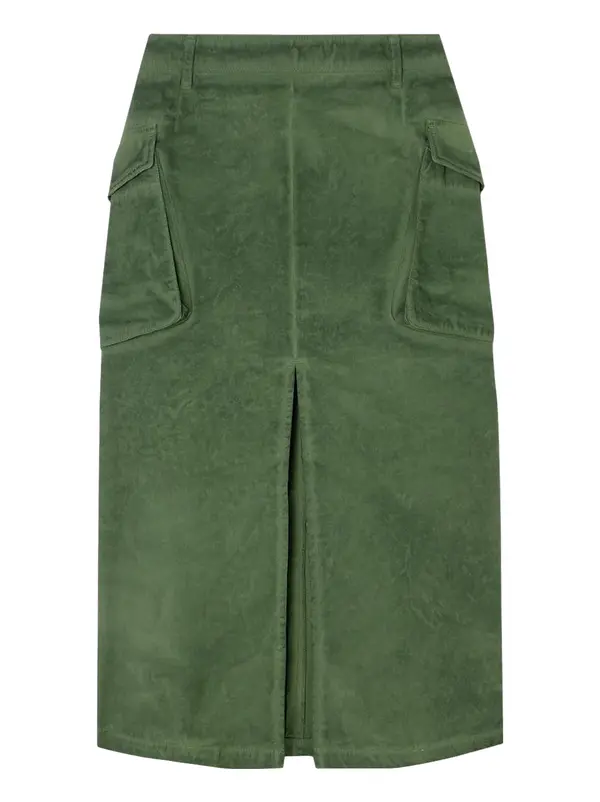 HALFBOY Cotton Cargo Midi Skirt - Army Green