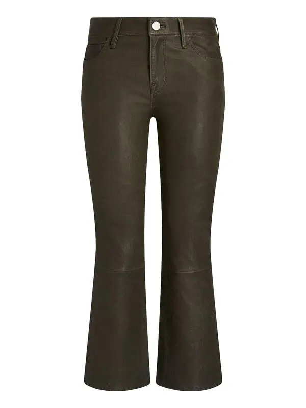 FRAME Le Crop Mini Boot Leather Trousers - Dark Green
