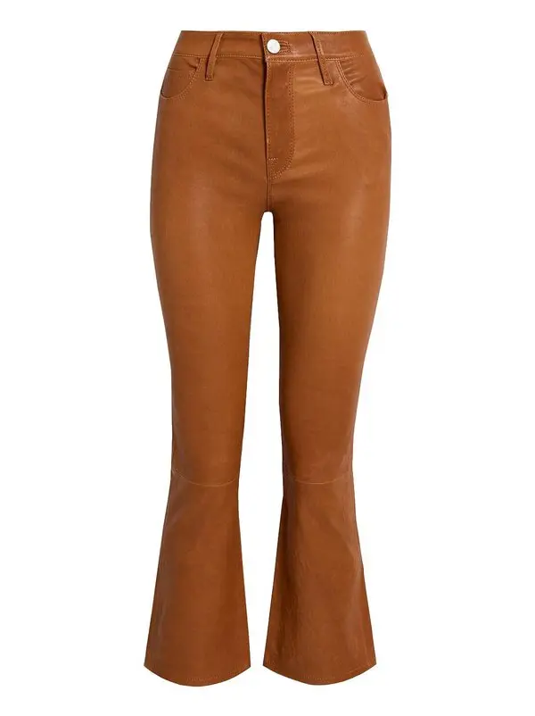 FRAME Le Crop Mini Boot Leather Bootcut Pants - Tan