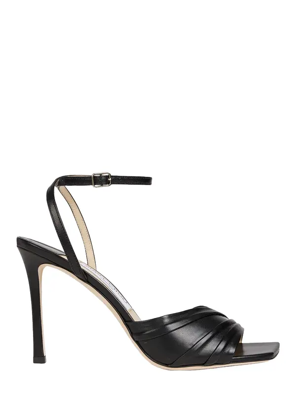JIMMY CHOO Basil 95 Leather Sandals - Black