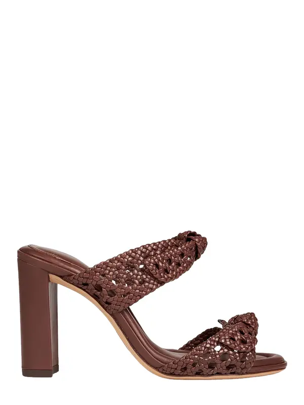 ALEXANDRE BIRMAN Clarita 90 Braided Leather Mules - Brown