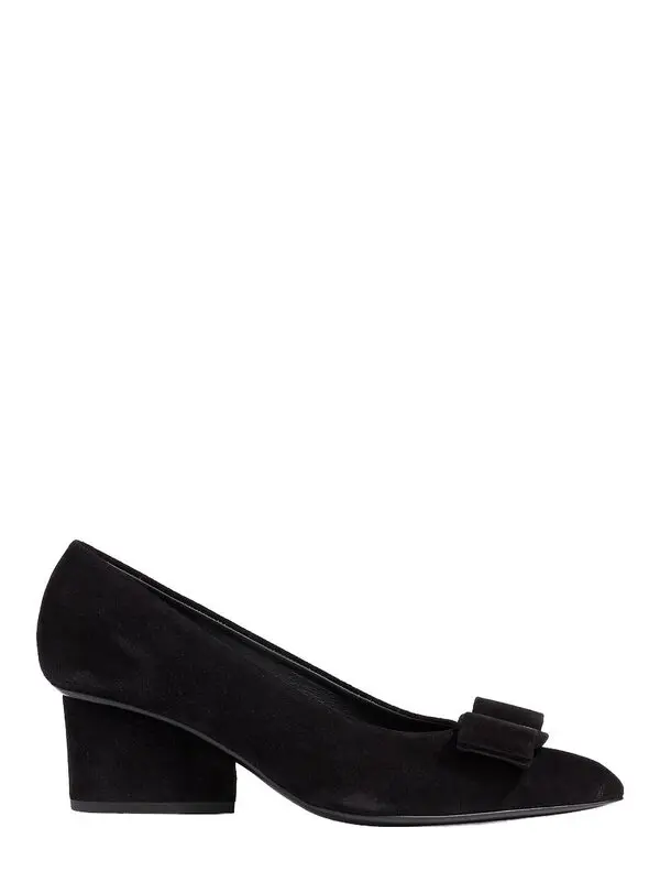 FERRAGAMO Viva Bow-detailed Suede Pumps - Black
