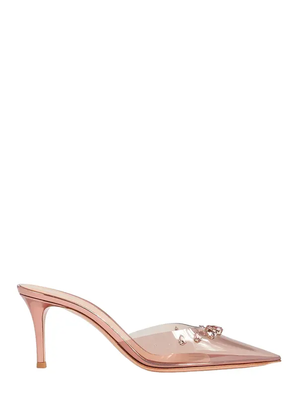 GIANVITO ROSSI Crystal-embellished Pvc Mules - Rose Gold