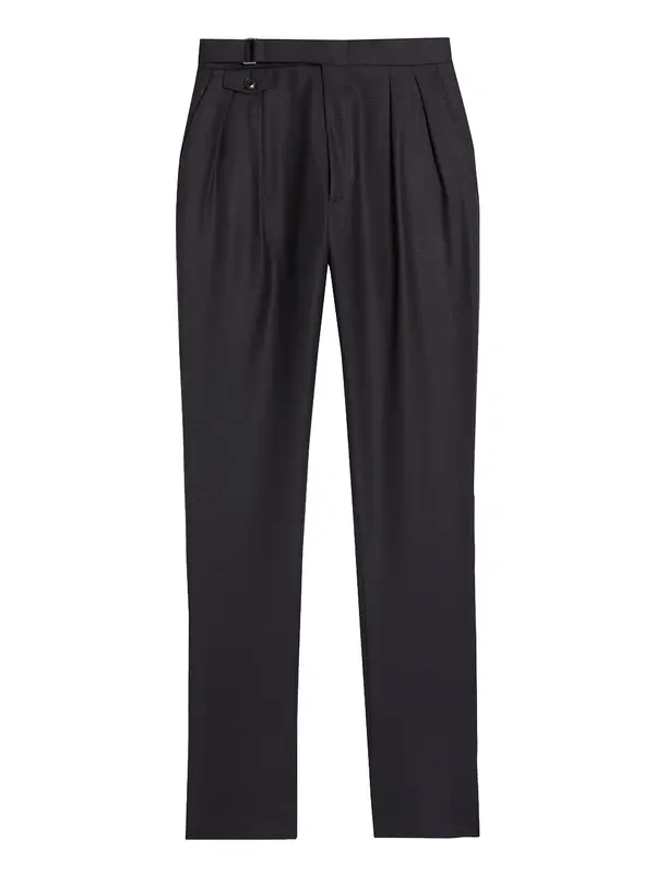 Canali Slim-fit Pleated Wool-blend Jacquard Trousers - Black