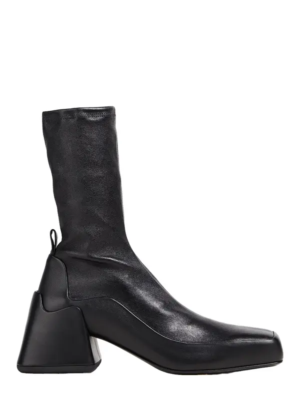 JIL SANDER Stretch Leather Ankle Boots - Black