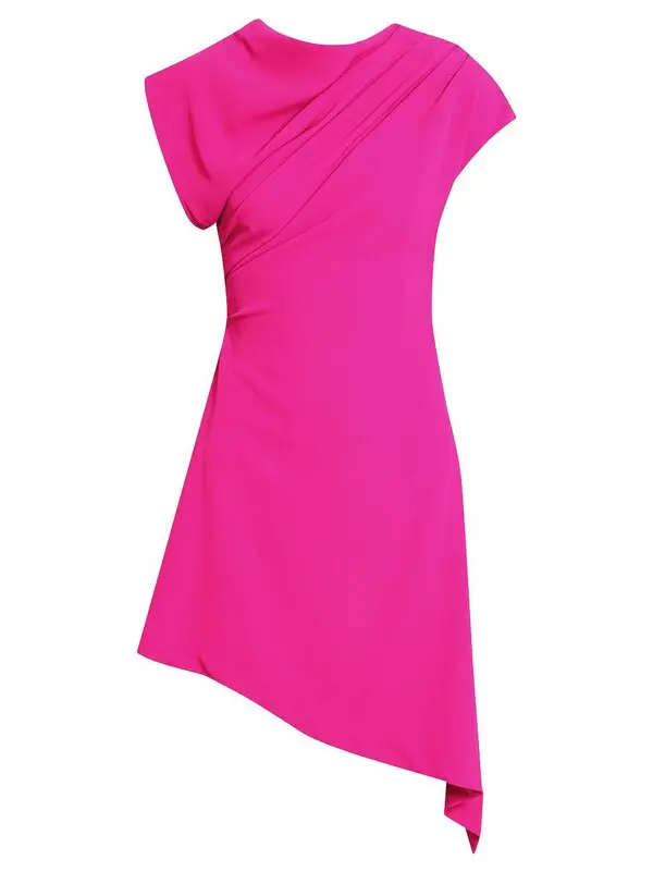 Halston Asymmetric Stretch-crepe Dress - Fuchsia