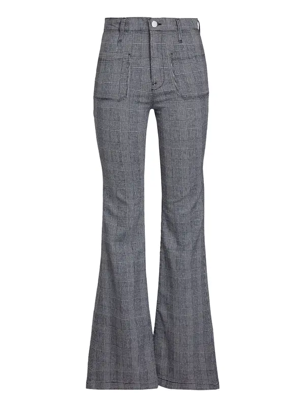 FRAME Prince Of Wales Checked Flared Pants - Midnight Blue
