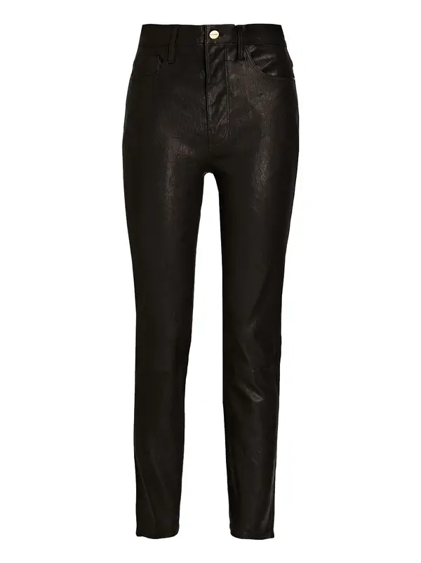 FRAME Leather Slim-leg Trousers - Black