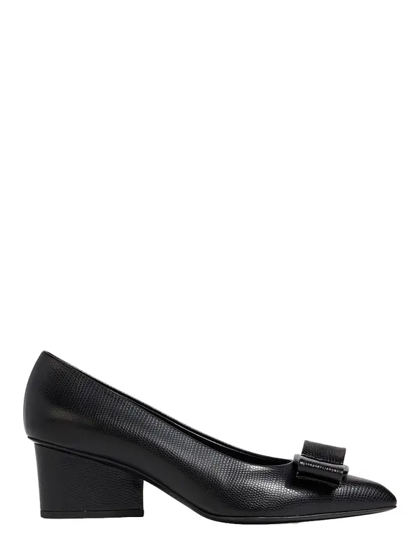 FERRAGAMO Viva Bow-detailed Lizard-effect Leather Pumps - Black