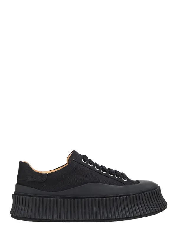 JIL SANDER Twill Platform Sneakers - Black