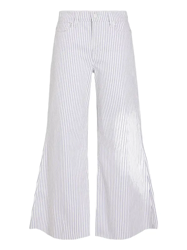 FRAME La Palazzo Cropped Striped High-rise Wide-leg Jeans - White
