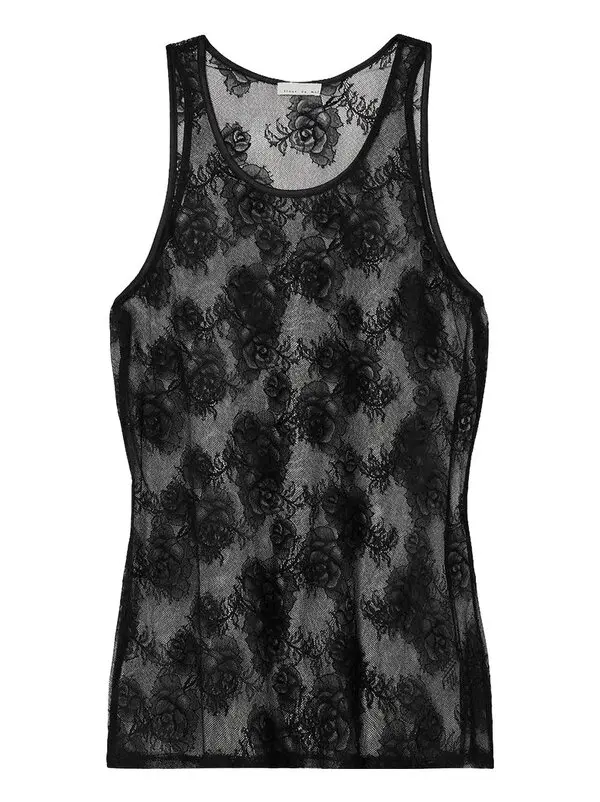 FLEUR DU MAL Satintrimmed Lace Tank - Black