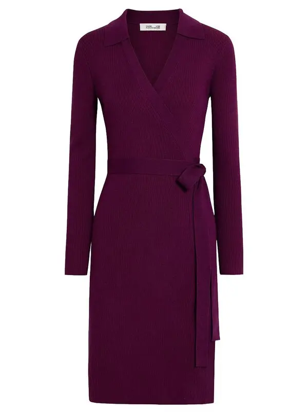 Diane Von Furstenberg Mida Ribbed-knit Wrap Dress - Plum