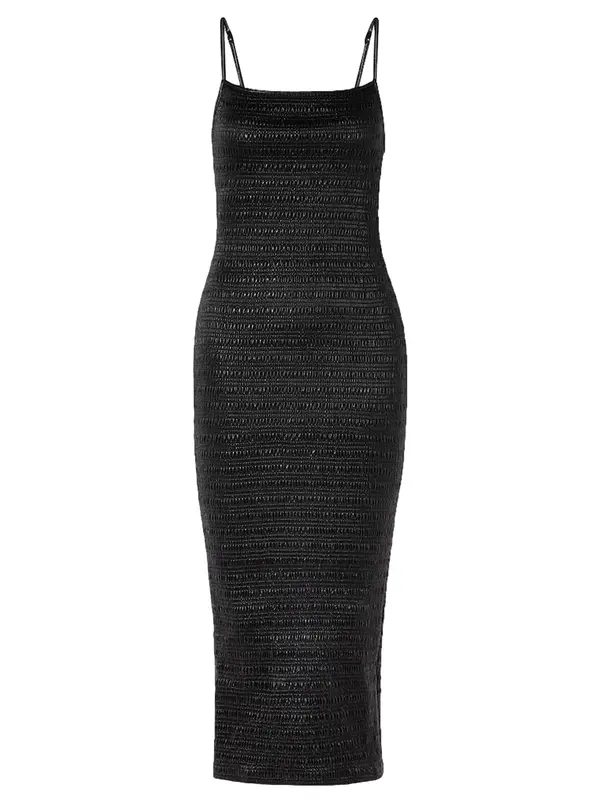 Nanushka Barra Shirred Okobor™ Midi Dress - Black