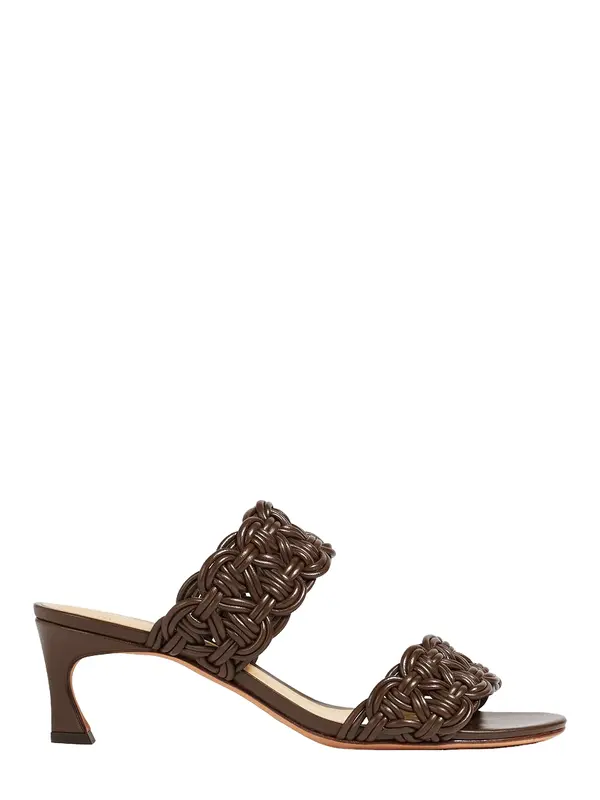 ALEXANDRE BIRMAN Sammy 50 Braided Leather Mules - Chocolate