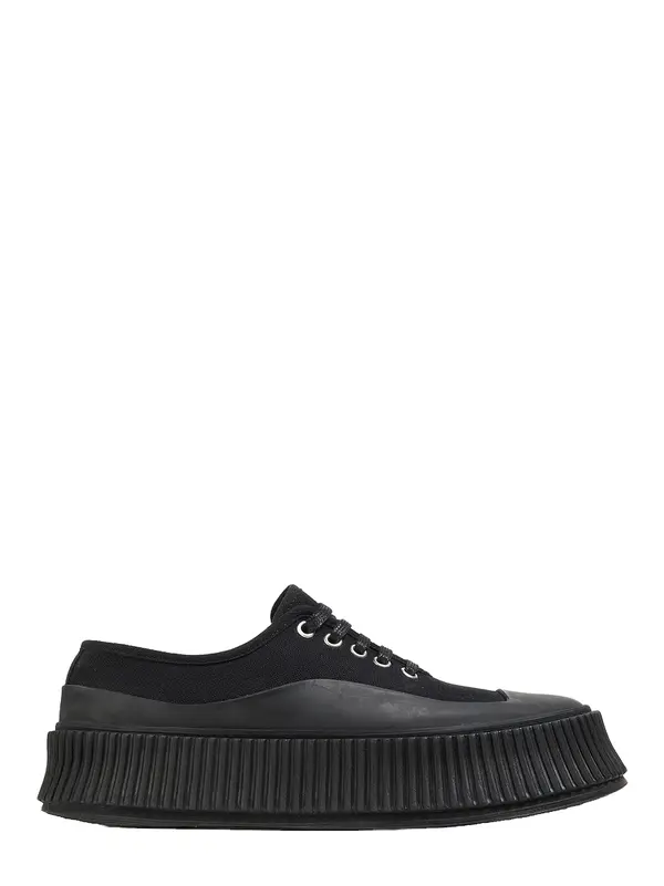 JIL SANDER Canvas Platform Sneakers - Black