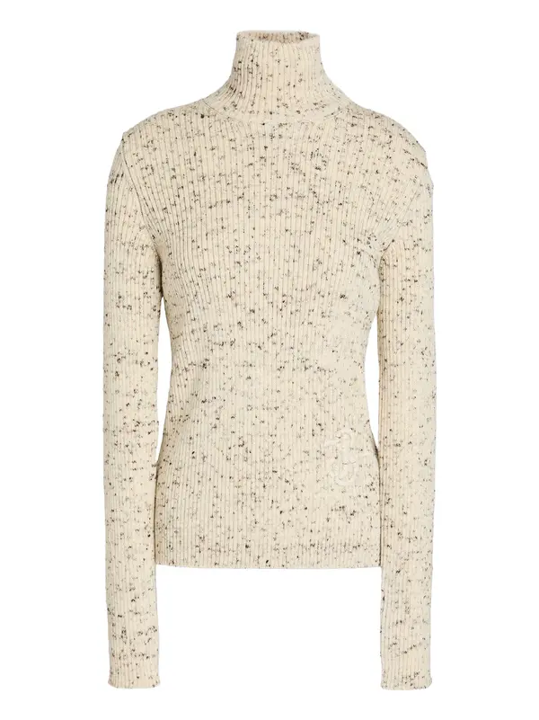 JIL SANDER Donegal Ribbed Wool Turtleneck Sweater - Ivory