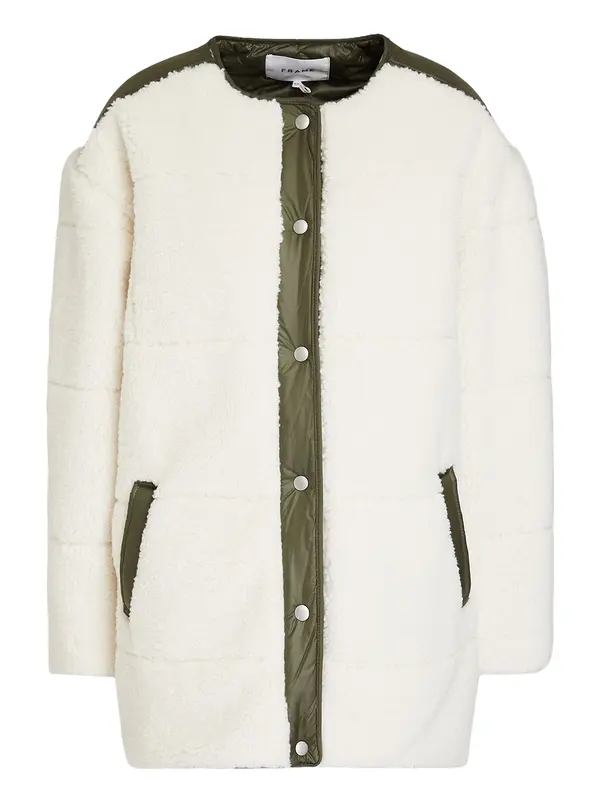 FRAME Panelled Teddy Fleece Jacket - Ivory