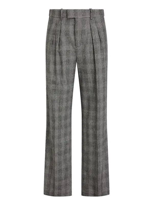 NILI LOTAN Prince Of Wales Checked Wool-blend Pants - Anthracite