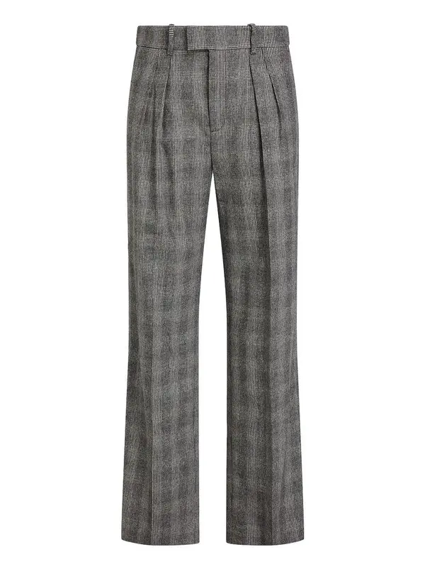 NILI LOTAN Prince Of Wales Checked Wool-blend Pants - Anthracite