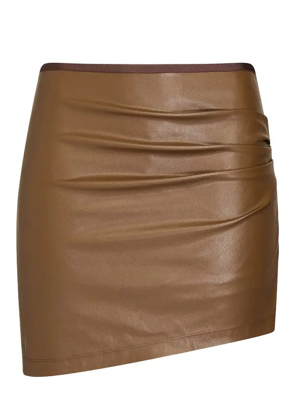 Helmut Lang Ruched Mini Skirt - Brown