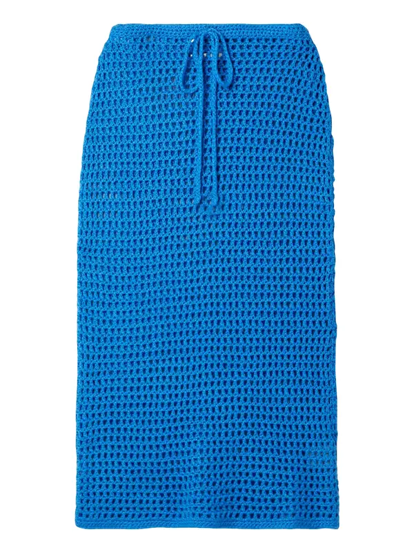Suzie Kondi Iris Crocheted Cashmere Midi Skirt - Cobalt Blue