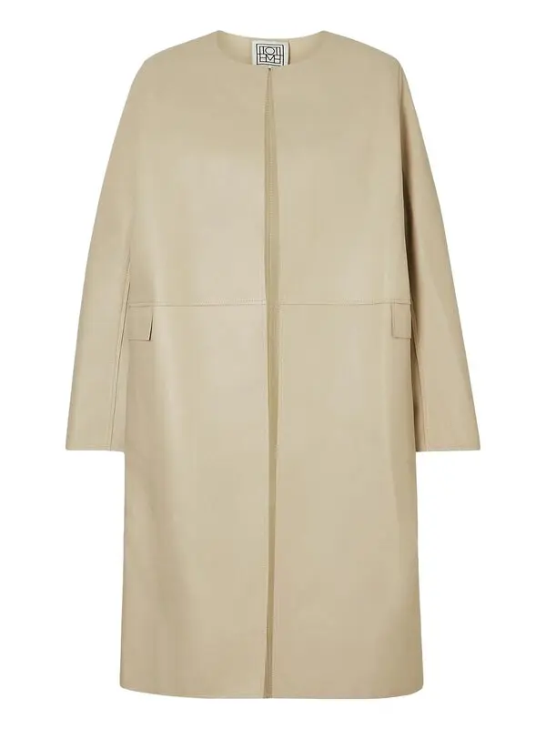TOTEME City Paneled Leather Coat - Beige