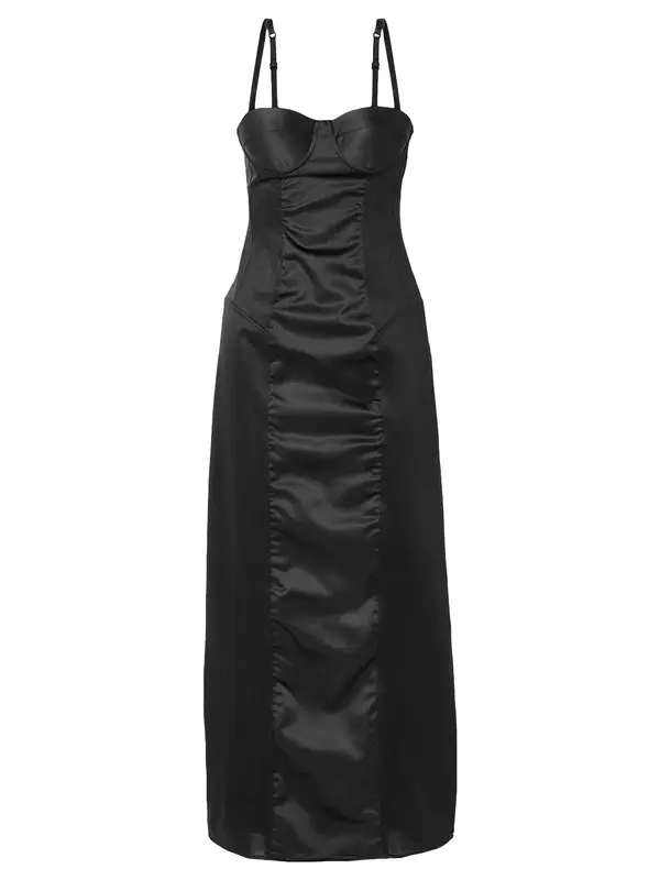 Rosamosario Satin-paneled Crepe Maxi Dress - Black