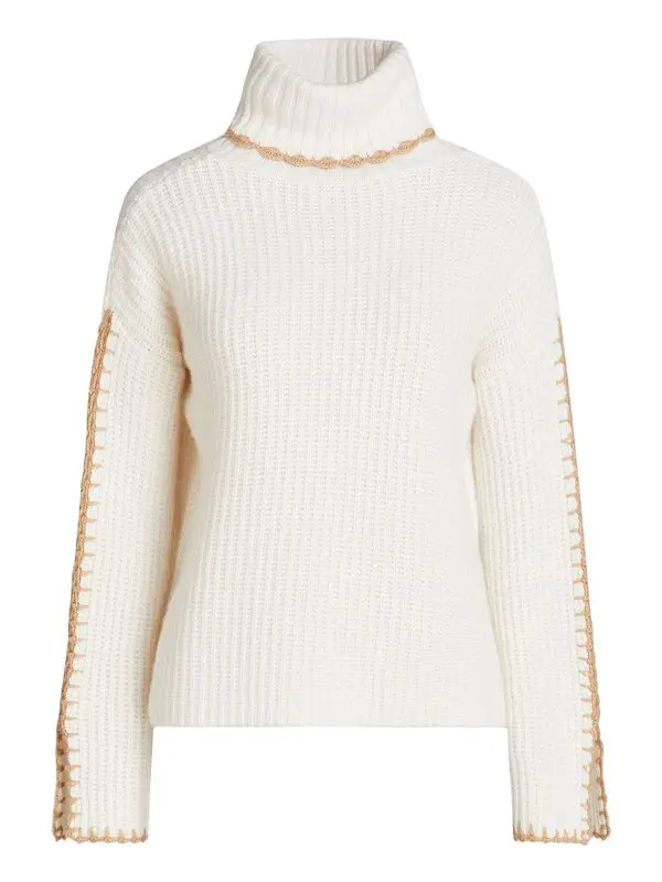 Autumn Cashmere Ribbed-knit Turtleneck Sweater - Off-white