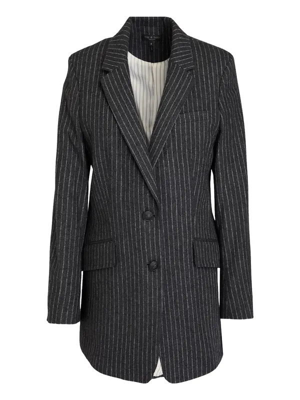 Rag & Bone Charles Pinstriped Wool-blend Blazer - Dark Gray