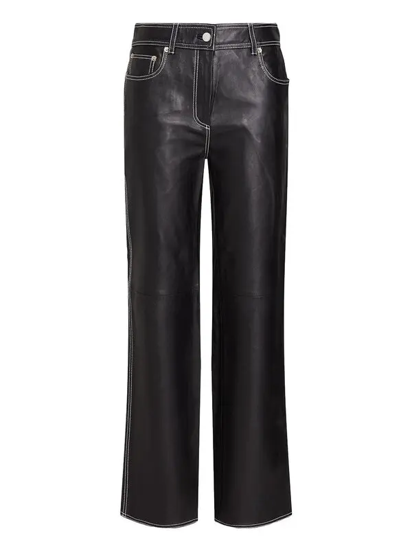 STAND STUDIO Leather Straight-leg Pants - Black