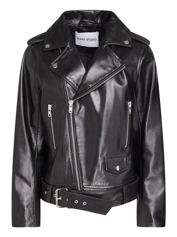 STAND STUDIO Leather Biker Jacket - Black