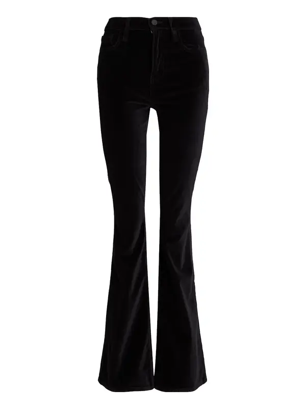 FRAME Le High Flare Velvet Pants - Black