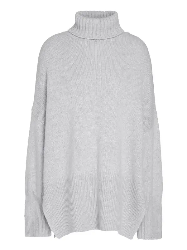Autumn Cashmere Oversized Knitted Turtleneck Sweater - Light Gray