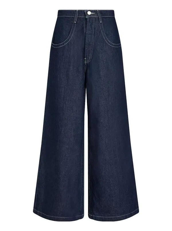 FRAME The Skater High-rise Wide-leg Jeans - Dark Denim