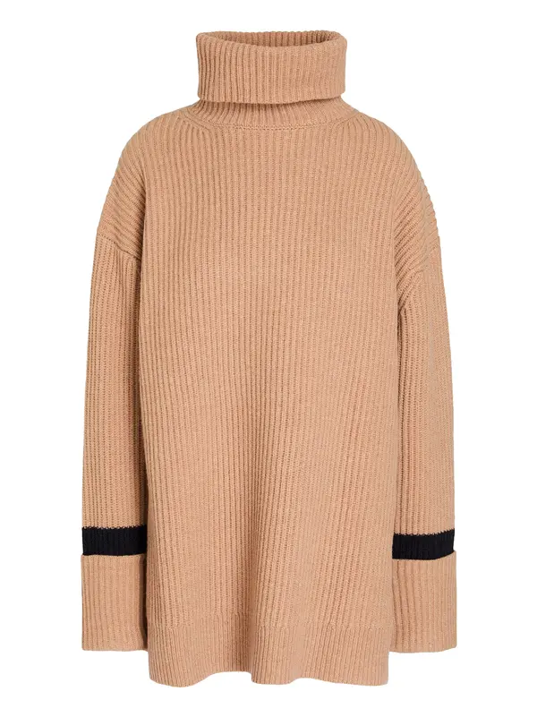 Chinti & Parker Ribbed Wool Turtleneck Sweater - Sand