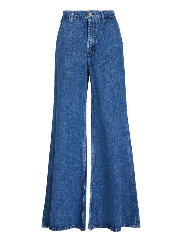 FRAME High-rise Wide-leg Jeans - Dark Denim