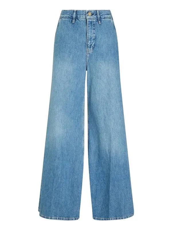 FRAME High-rise Wide-leg Jeans - Mid Denim