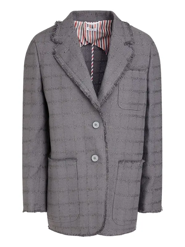 Thom Browne Checked Cotton-blend Tweed Blazer - Anthracite