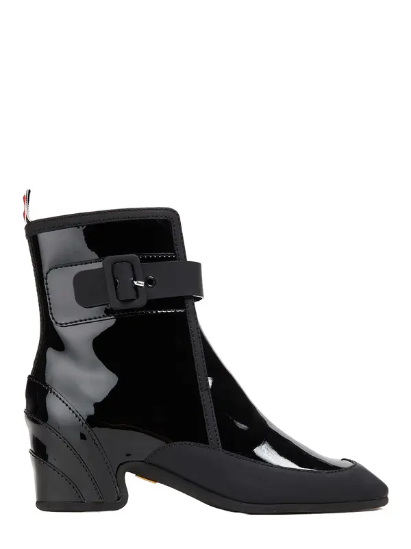 Thom Browne Matte And Patent Leather Ankle Boots - Black