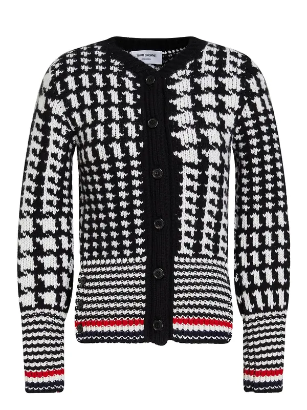 Thom Browne Houndstooth Cashmere Cardigan - Black