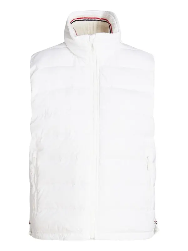 Thom Browne Striped Quilted Shell Down Vest - White